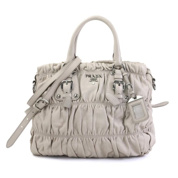 Prada | Bags | Prada Gray Leather Shoulder Bag | Poshmark
